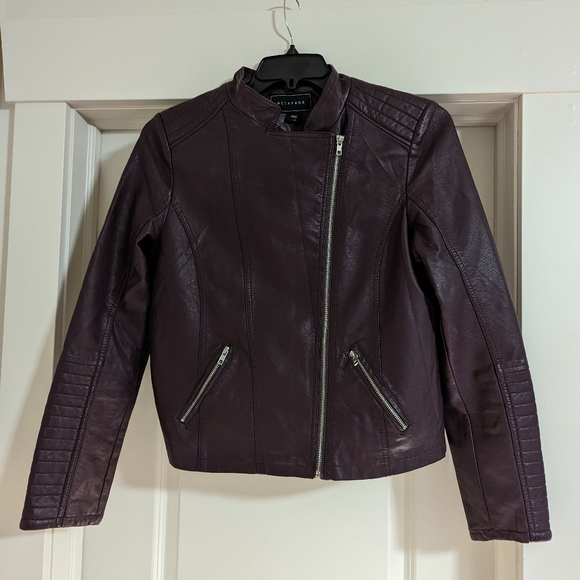 Metaphor | Jackets & Coats | Purple Zip Up Faux Leather Moto Jacket ...